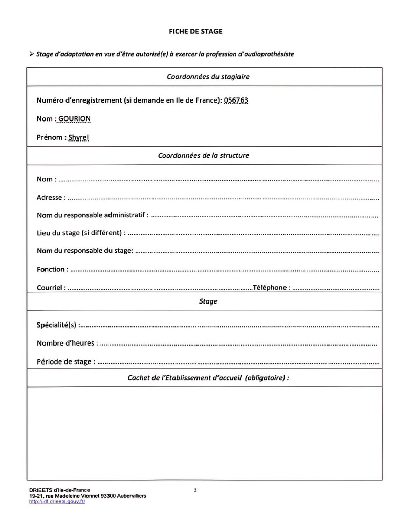 Fiche de Stage | PDF