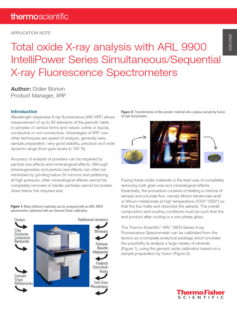 XRF AN41404 Total Oxide X Ray Analysis XRF | PDF | Mineralogy | Chemistry