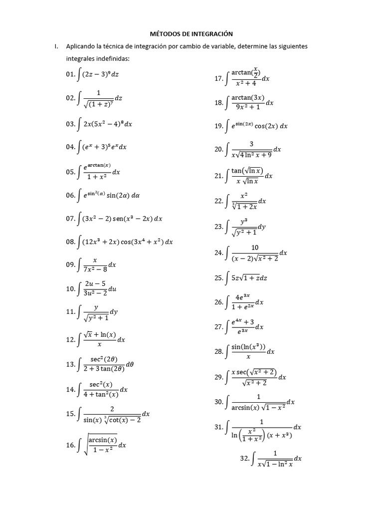 Métodos de Integración: Cambio de Variable | PDF