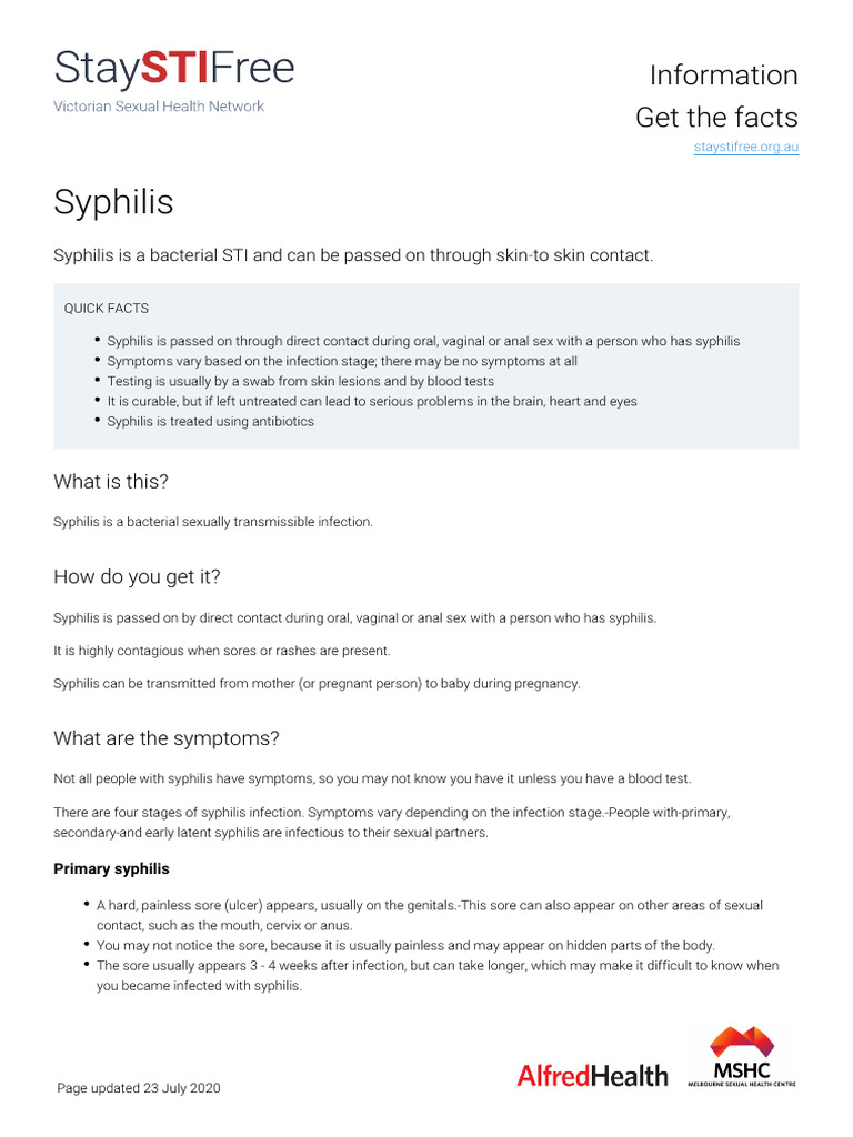 Syphilis (English) | PDF | Sexually Transmitted Infection | Infection