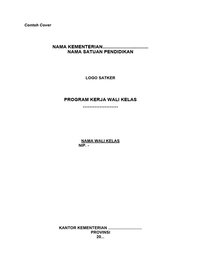 Contoh Cover Program Wali Kelas | PDF
