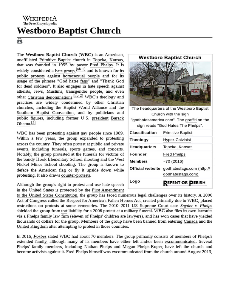 Westboro Baptist Church | PDF