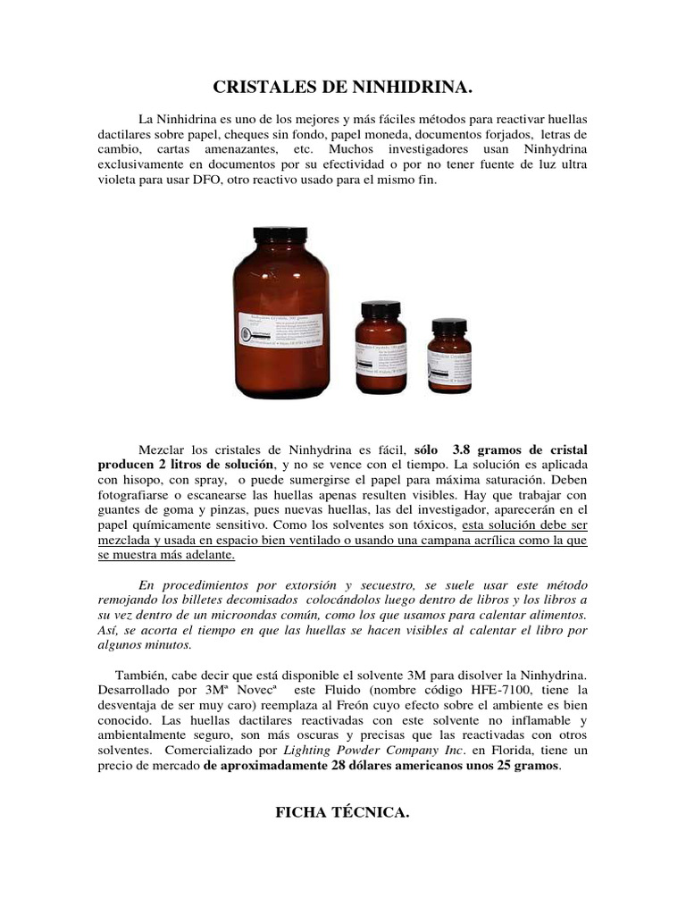 Cristales de Ninhidrina | Descargar gratis PDF | Papel | Solvente