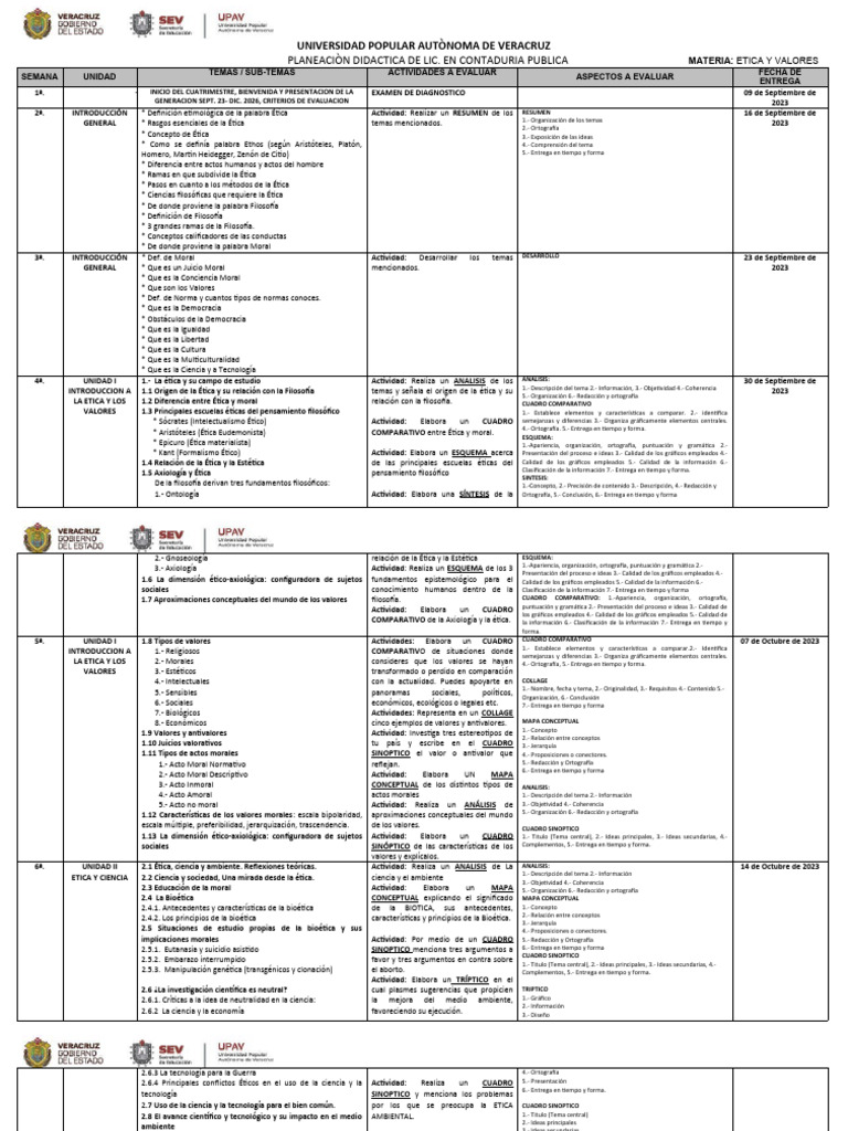 Planeacion Didactica de Etica y Valores LCP 2023 | PDF | Moralidad | Democracia