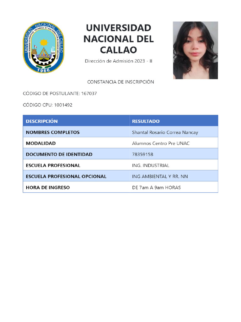 Constancia Unac | PDF