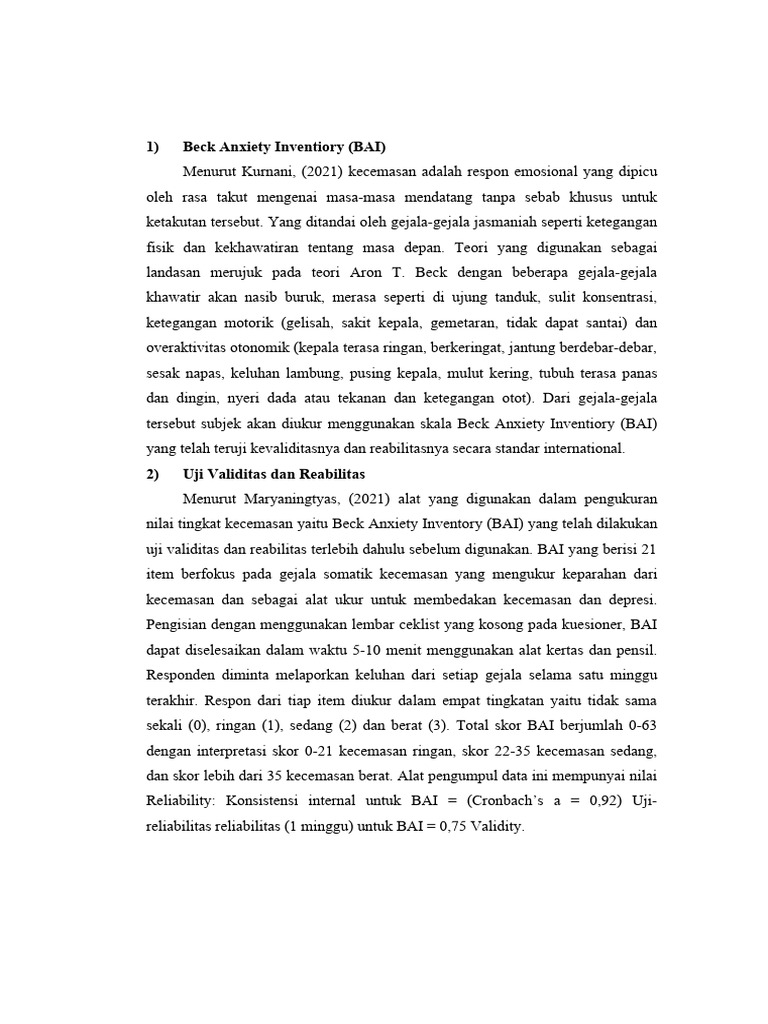 BAI & Skala Nyeri | PDF | Pengembangan Diri
