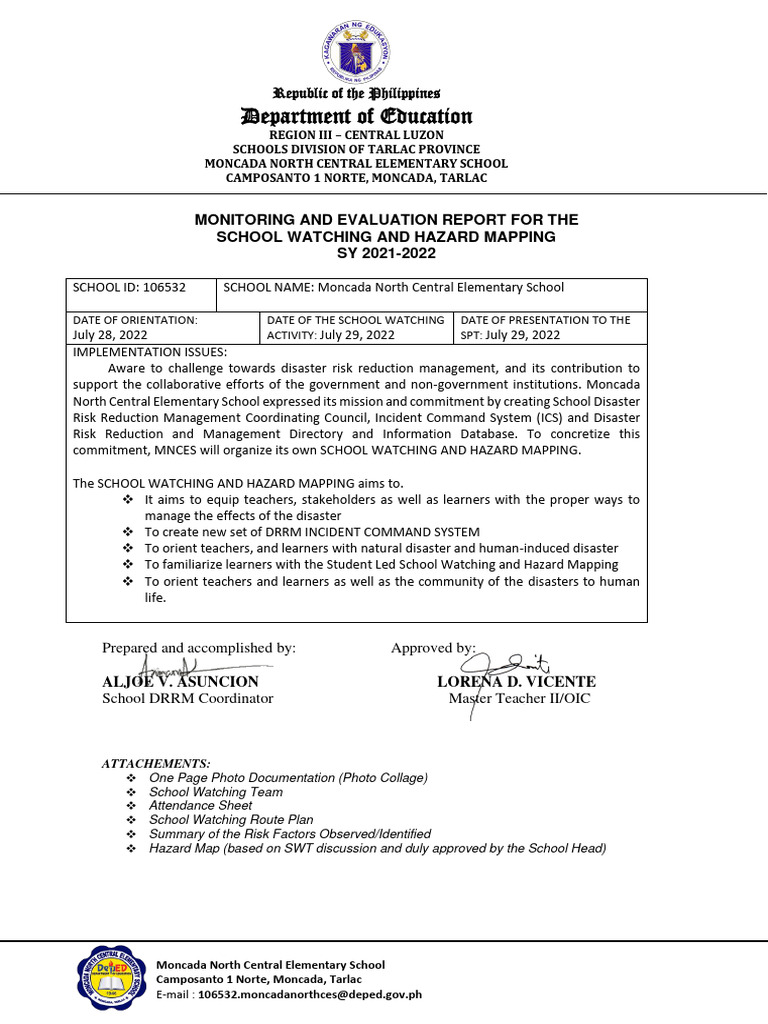 School Hazard Mapping Report | PDF | Safety