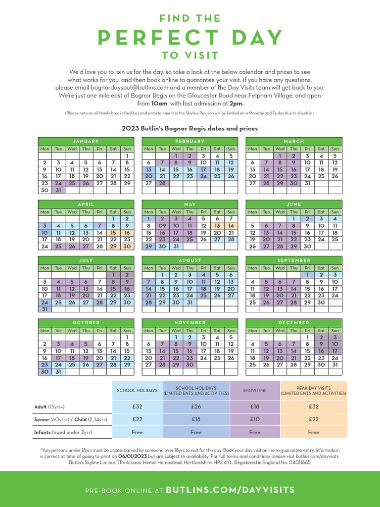 Btn25916 - BG Day Visits A4 Calendar - 2023 | PDF | Hospitality Industry