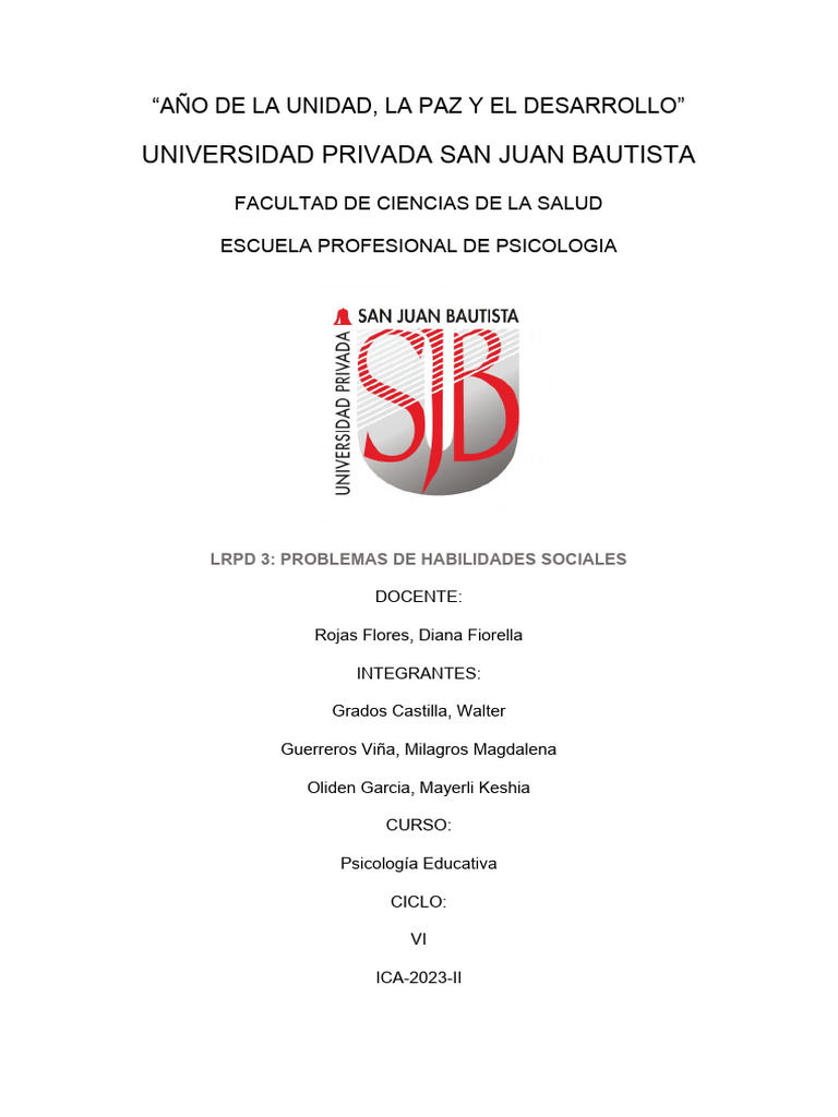 LRPD - 1 - Psic. - Educativa 4 | PDF | Habilidades sociales | Comportamiento