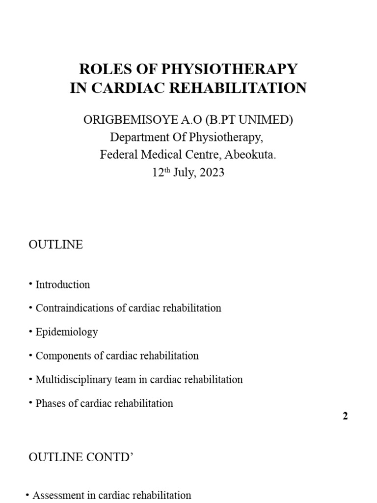 Physiotherapy Intervention in Cardiac Rehabilitation | PDF | Cardiology | Coronary Artery Disease