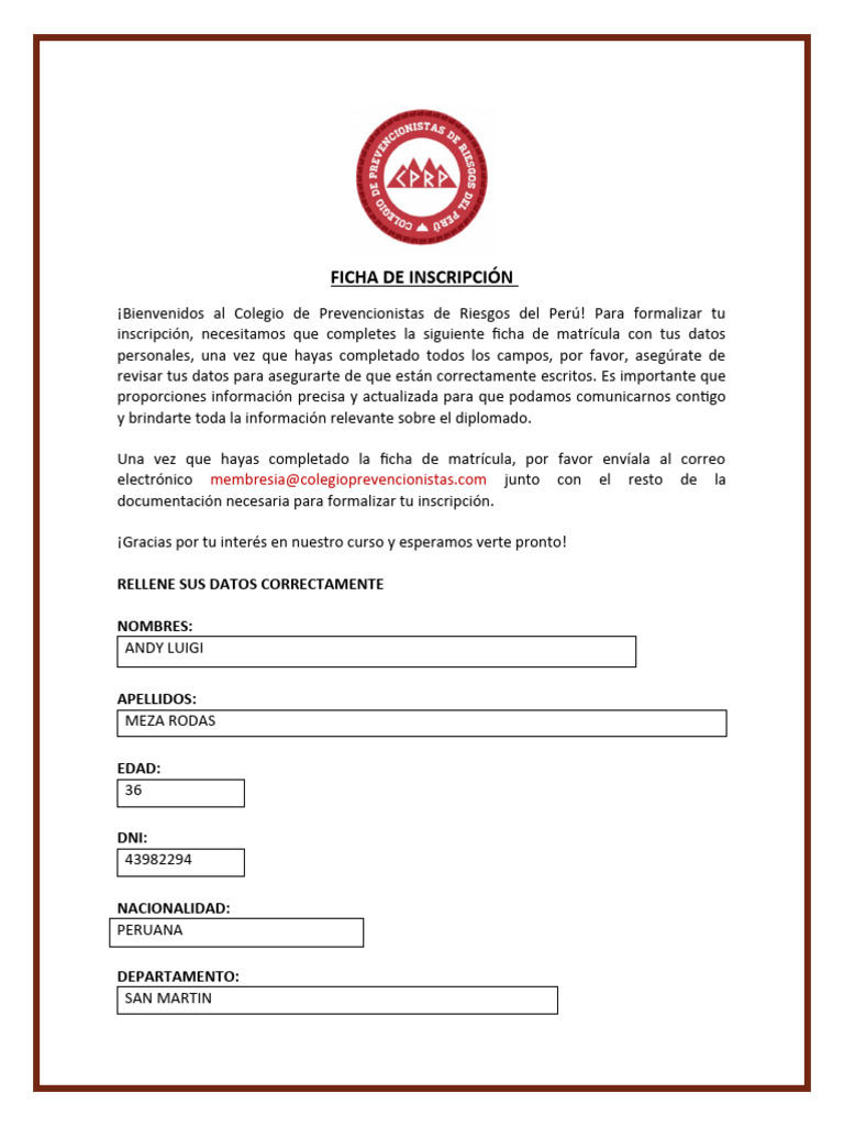 Ficha de Registro - CPRP Andy Luigi Meza Rodas | PDF | Ciencias sociales