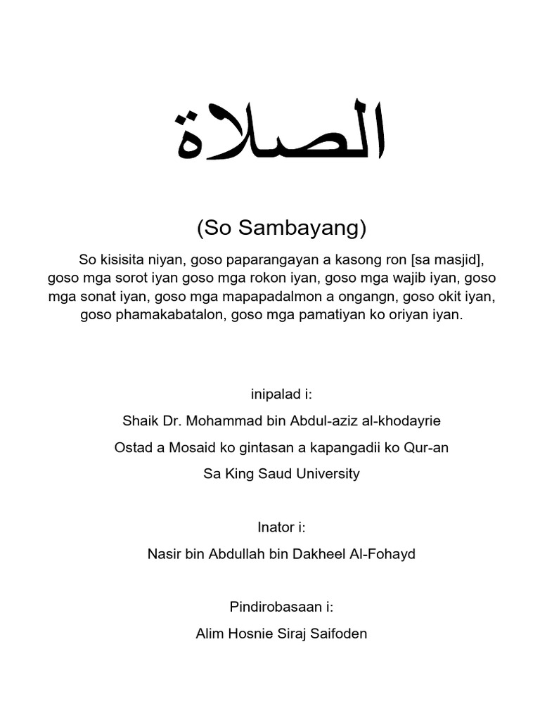 So Sambayang 2 | PDF