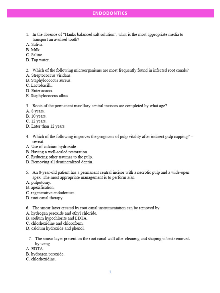 ENDODONTICS Student Share | Download Free PDF | Dental Anatomy | Dentistry Branches