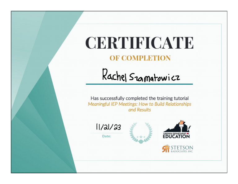 Vdoe Course Certificate | PDF | Career & Growth