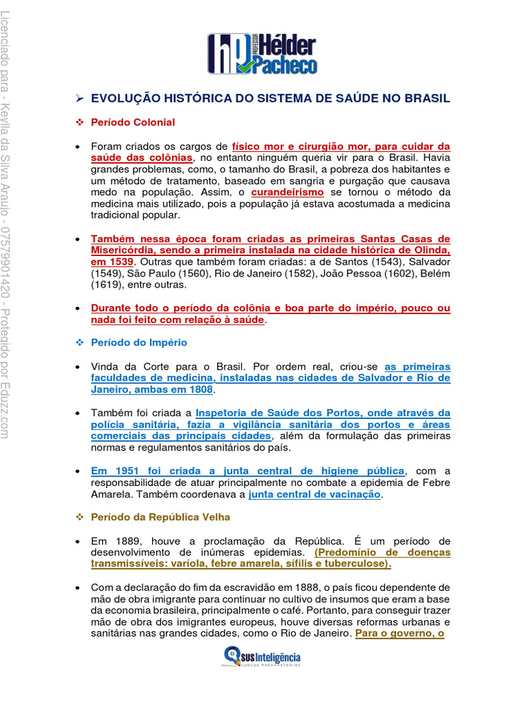 Resumo Teorico Sus Ebserh 1o e 2o Aulas | PDF | Bem-estar social ...