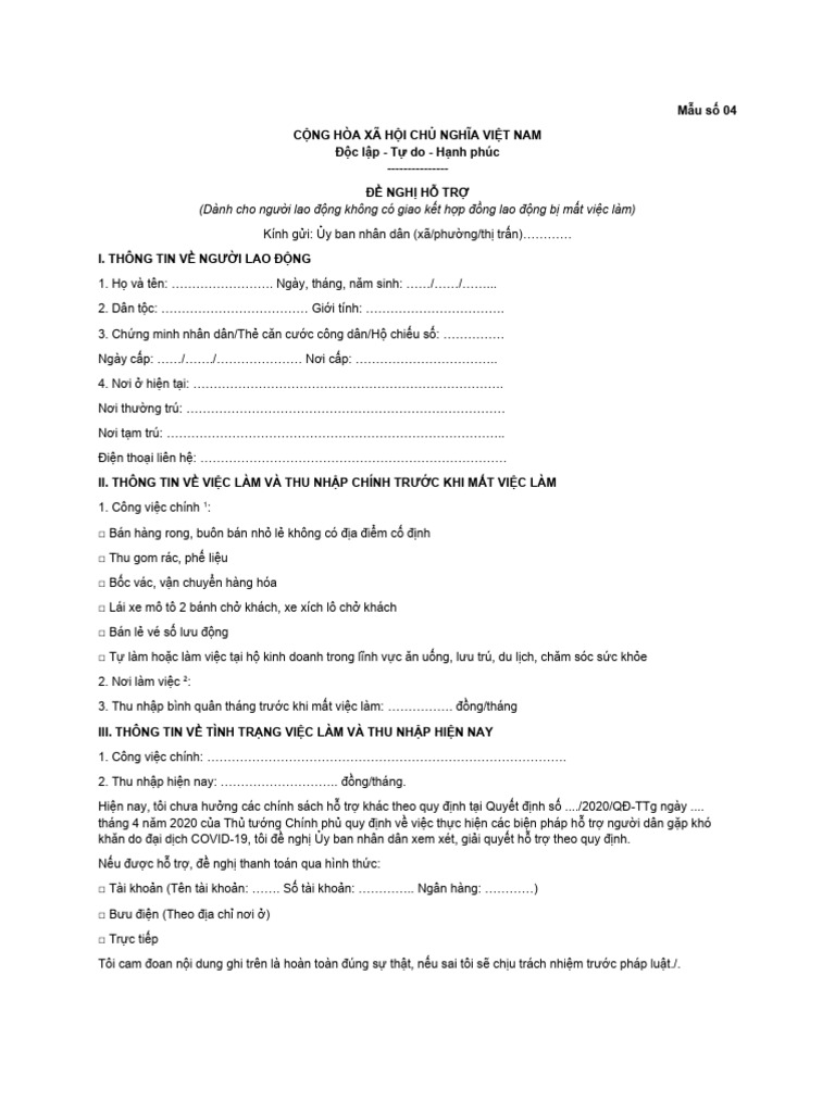 Mau - So - 04 - Kem - Theo - Quyet - Dinh - So - 15-2020-QD-Ttg 3 | PDF