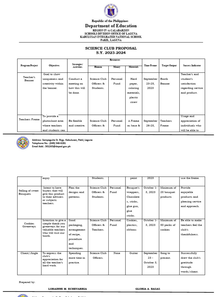 Science Club Proposal 2023 | PDF