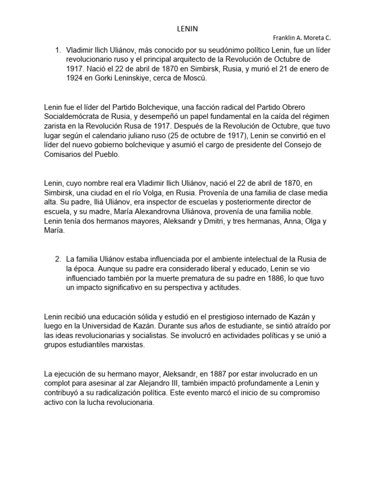 Lenin | PDF | Vladimir Lenin | revolución rusa