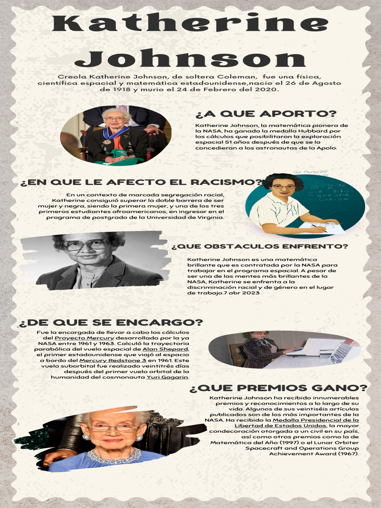 Katherine Johnson: Pionera Espacial | PDF | Katherine Johnson | Nasa