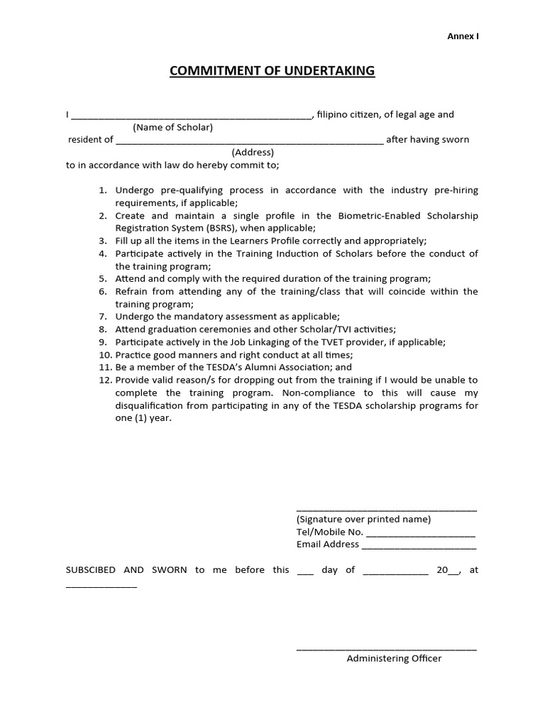 Commitment of Undertaking | PDF