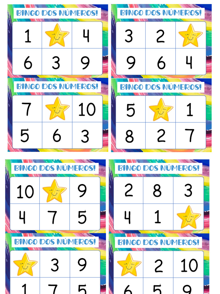 Bingo Dia Números Até 9 | PDF