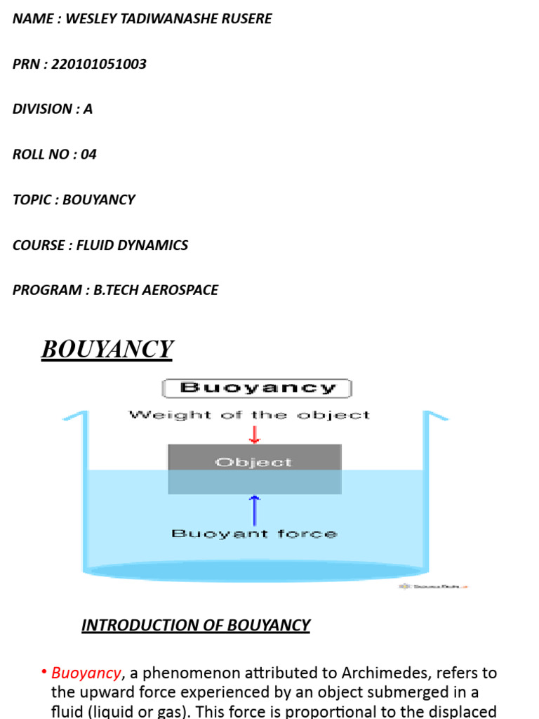 Fluid Dynamics PPT 1 Wess | PDF | Buoyancy | Soft Matter