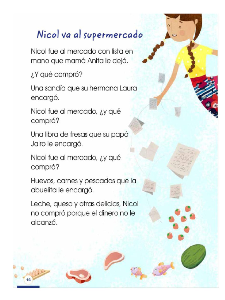 Comprensión lectura Nicol va al supermercado | PDF