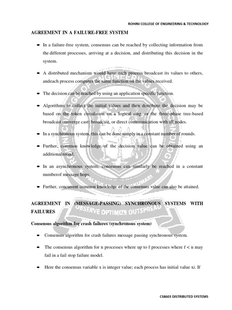 Agreement in A Failure-Free System: Rohini College of Engineering & Technology | Download Free ...
