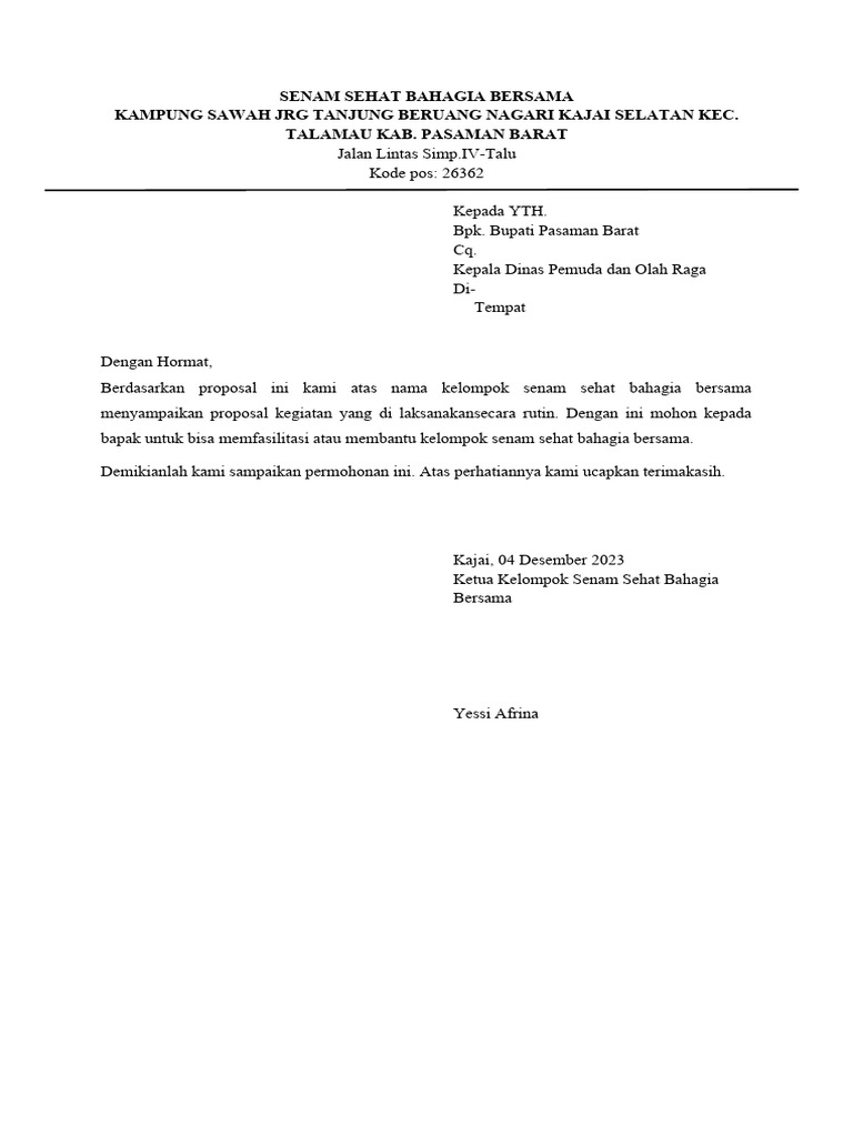 Proposal Senam Sehat Bahagia Bersama | PDF | Gaya Hidup