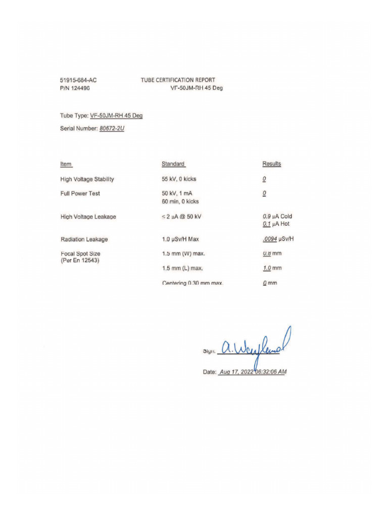 Tube Certificate Report | PDF