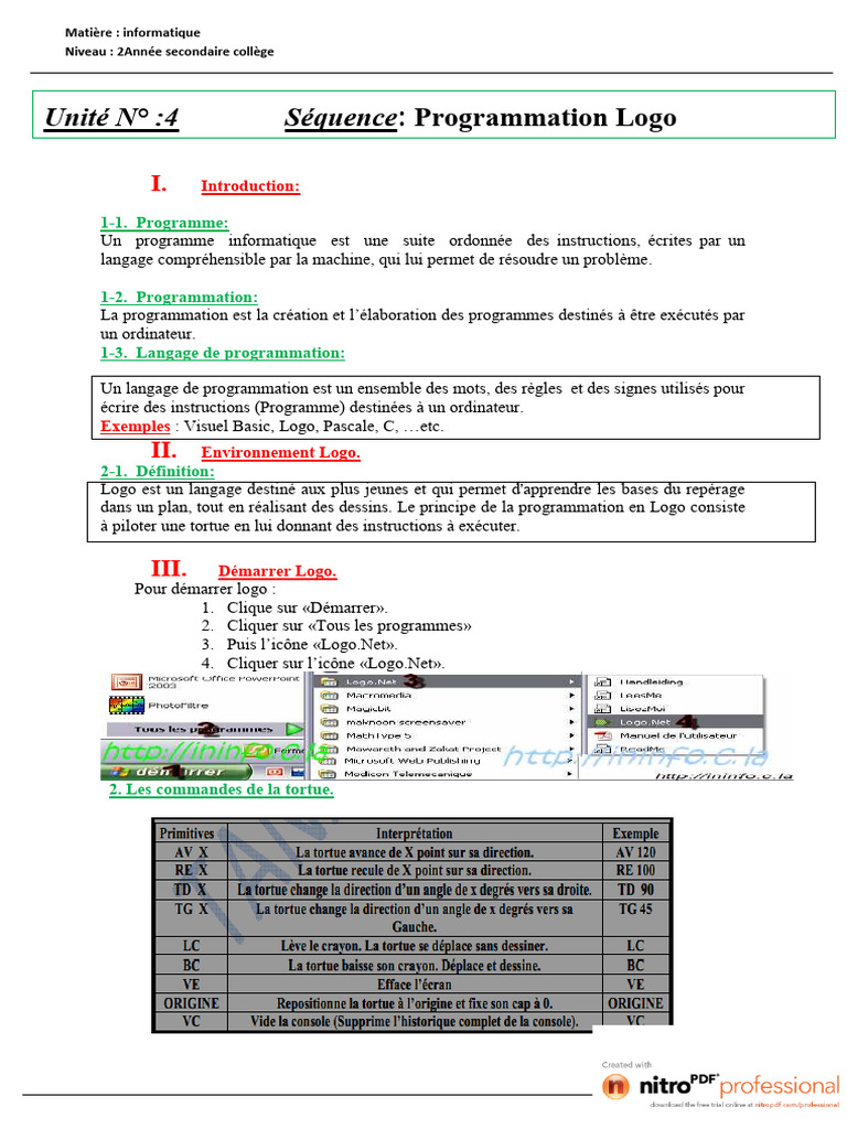 Cours Prog - Logo | PDF | Programmation informatique | Programme informatique