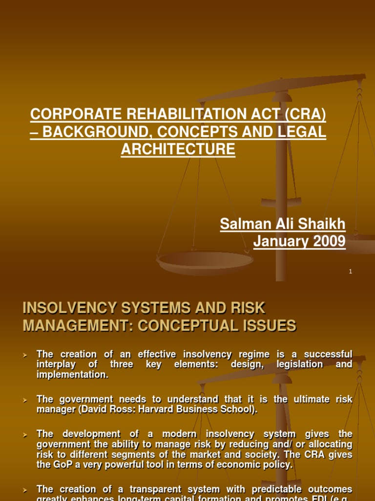 Corporate Rehabilitation Act (Cra) - Background, Concepts and Legal ...