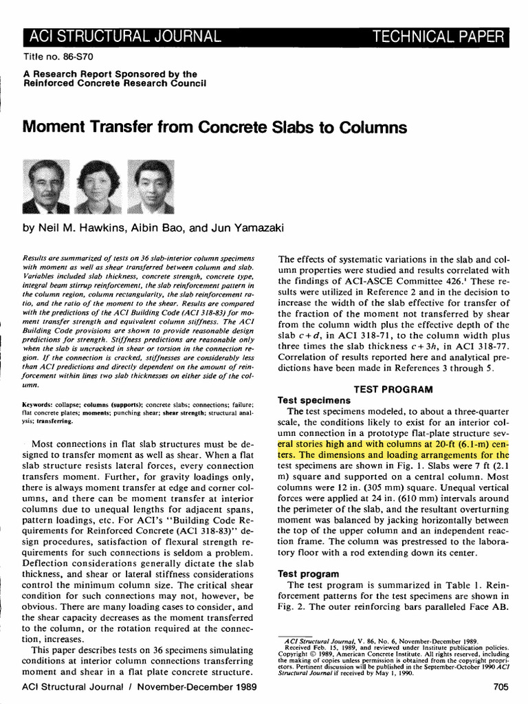 Moment Transfer From Concrete Slabs To Columns | PDF | Strength Of ...