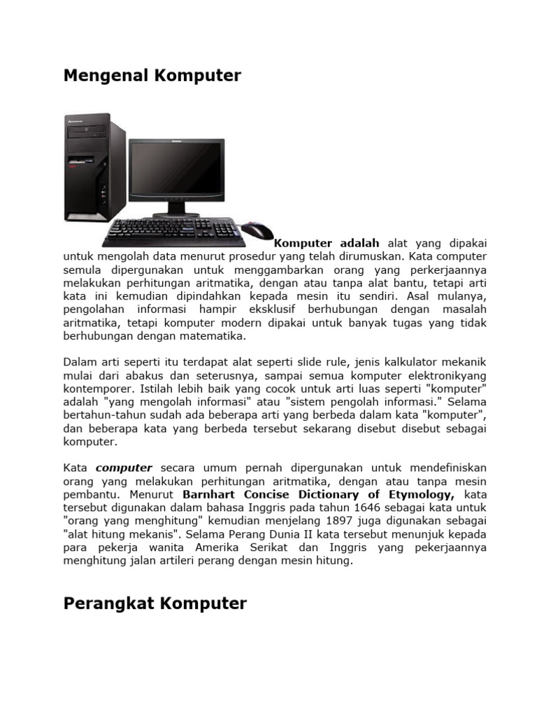 Mengenal Perangkat Komputer dan Fungsinya | PDF