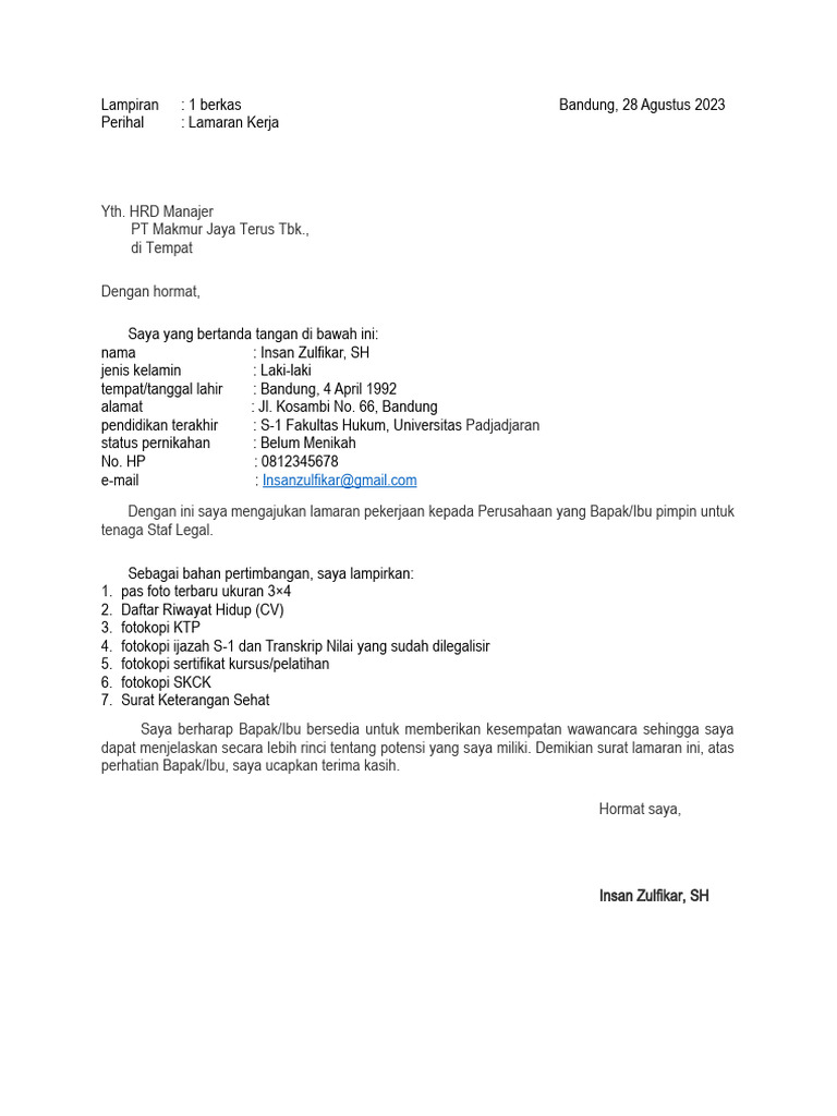 Surat Lamker Inisiatif Sendiri | PDF