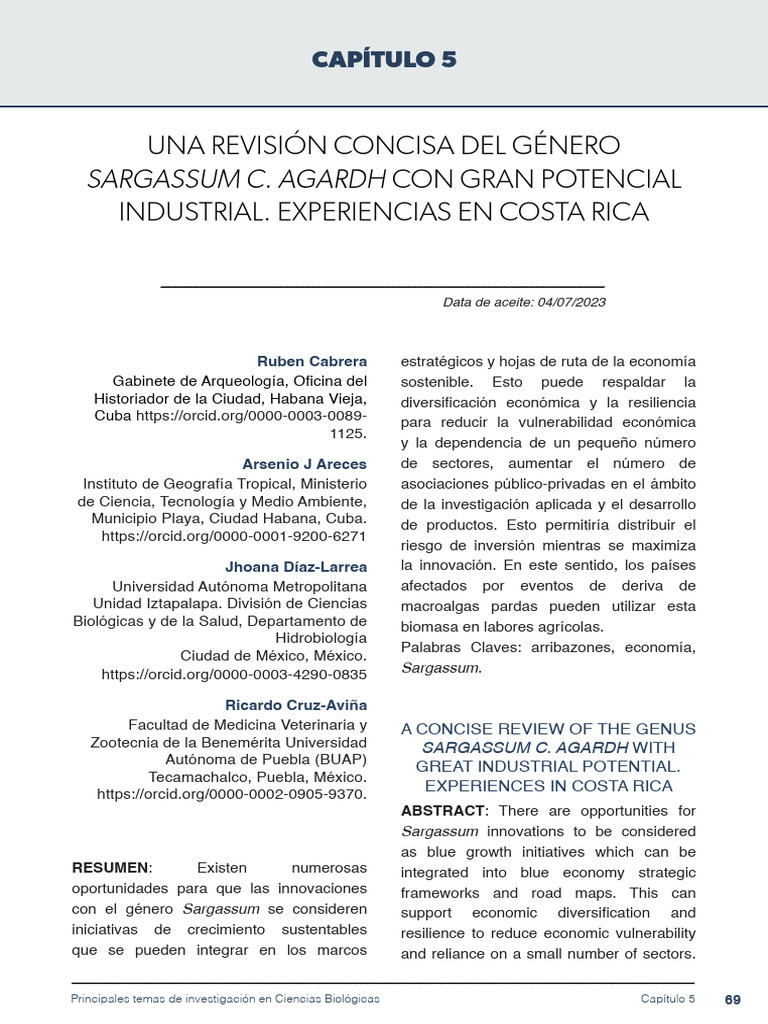Una Revision Concisa Del Genero Sargassum C Agardh Con Gran Potencial ...