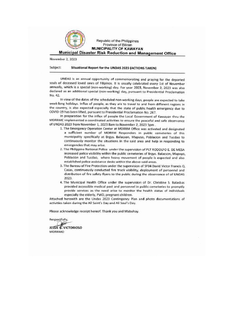 Sit Rep Undas 2023 | PDF