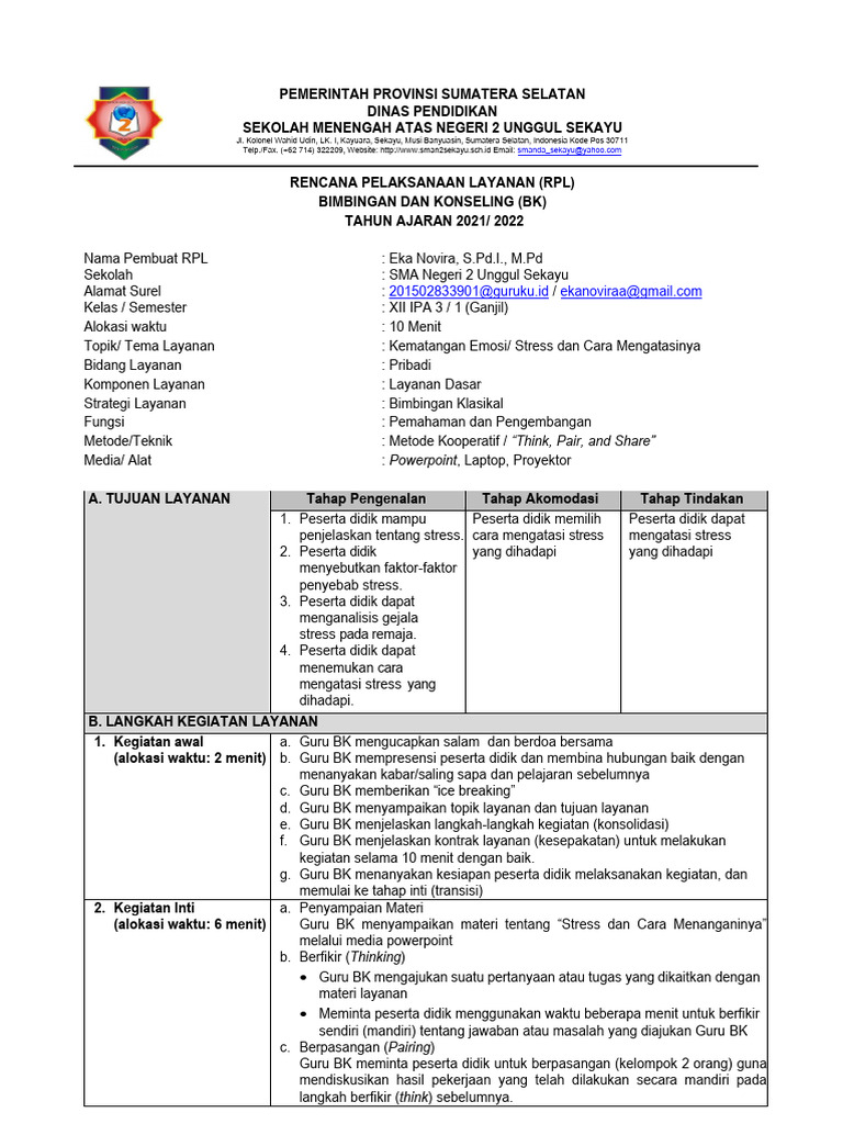 RPL Bimbingan Konseling Stres 038 Cara Mengatasinya | PDF