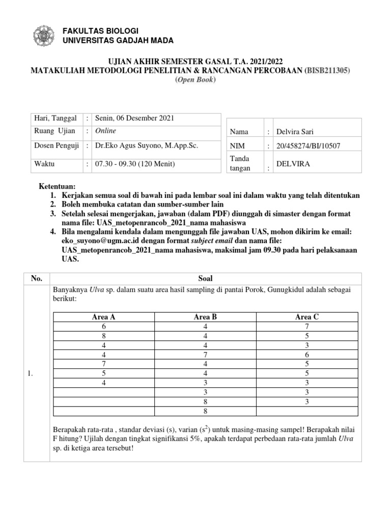 UAS Metopen & Rancob 2021 UGM | PDF