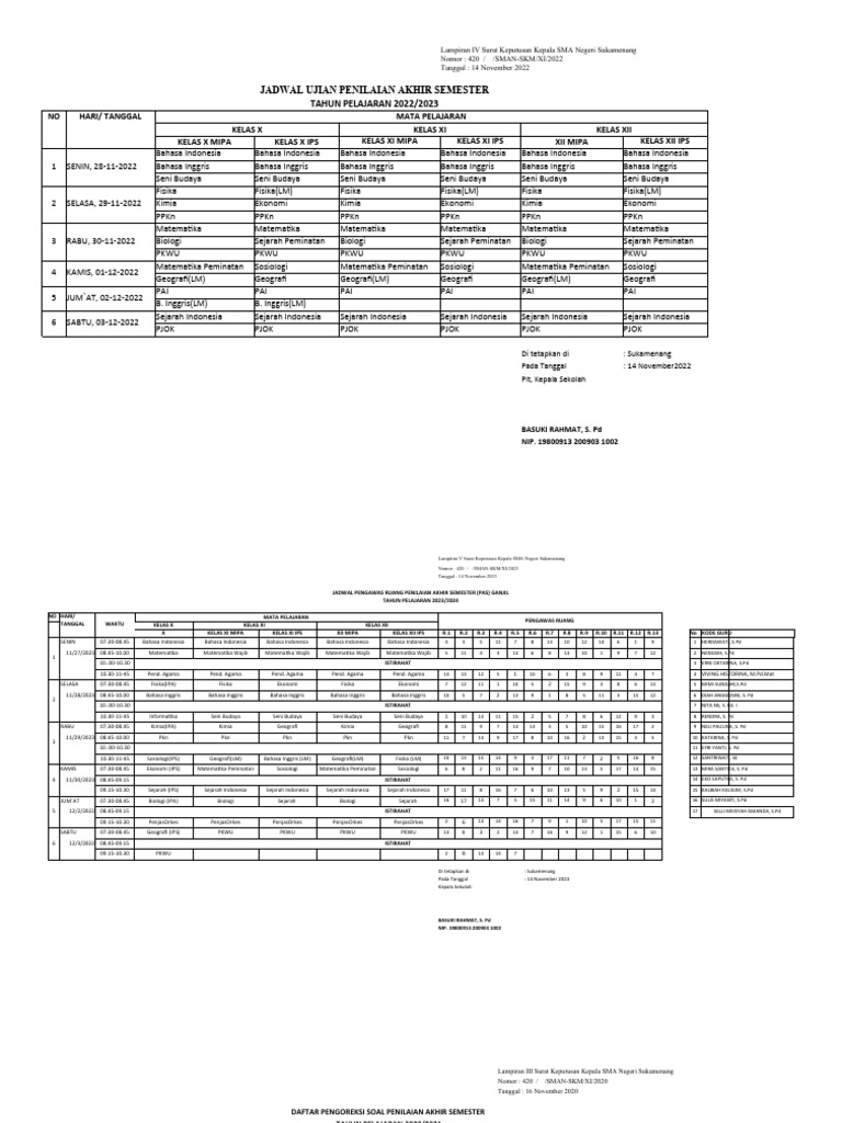 Jadwal Pas | PDF