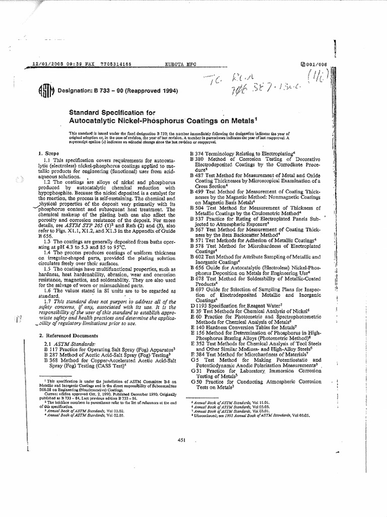 ASTM B 733 Standard Specification For Autocatalyti Nickel-Phosphorus ...