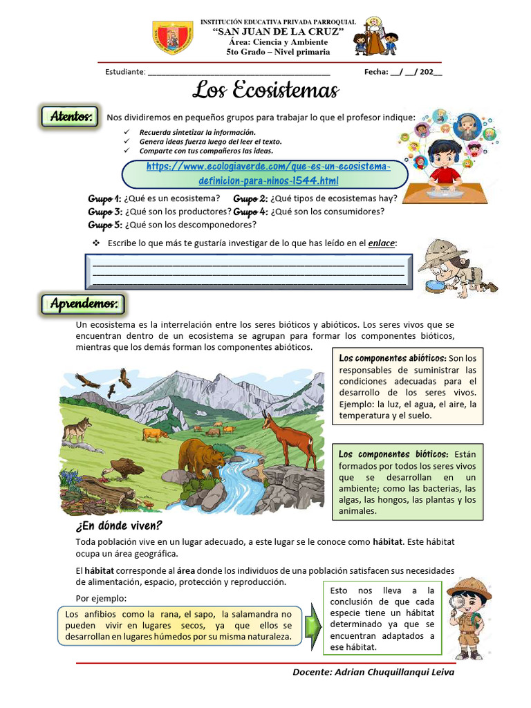 Los Ecosistemas 5to | PDF | Habitat | Ecosistema