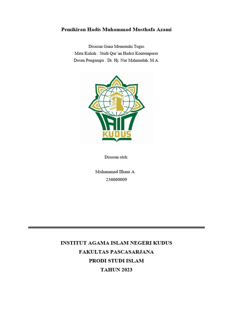 Pemikiran Hadis Muhammad Musthafa Azami | PDF | Agama & Spiritualitas