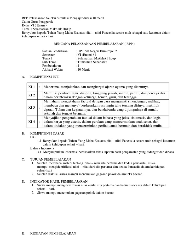 Rppkelas 6 Simulasi CGP Angkatan 4 | PDF | Karier & Perkembangan ...