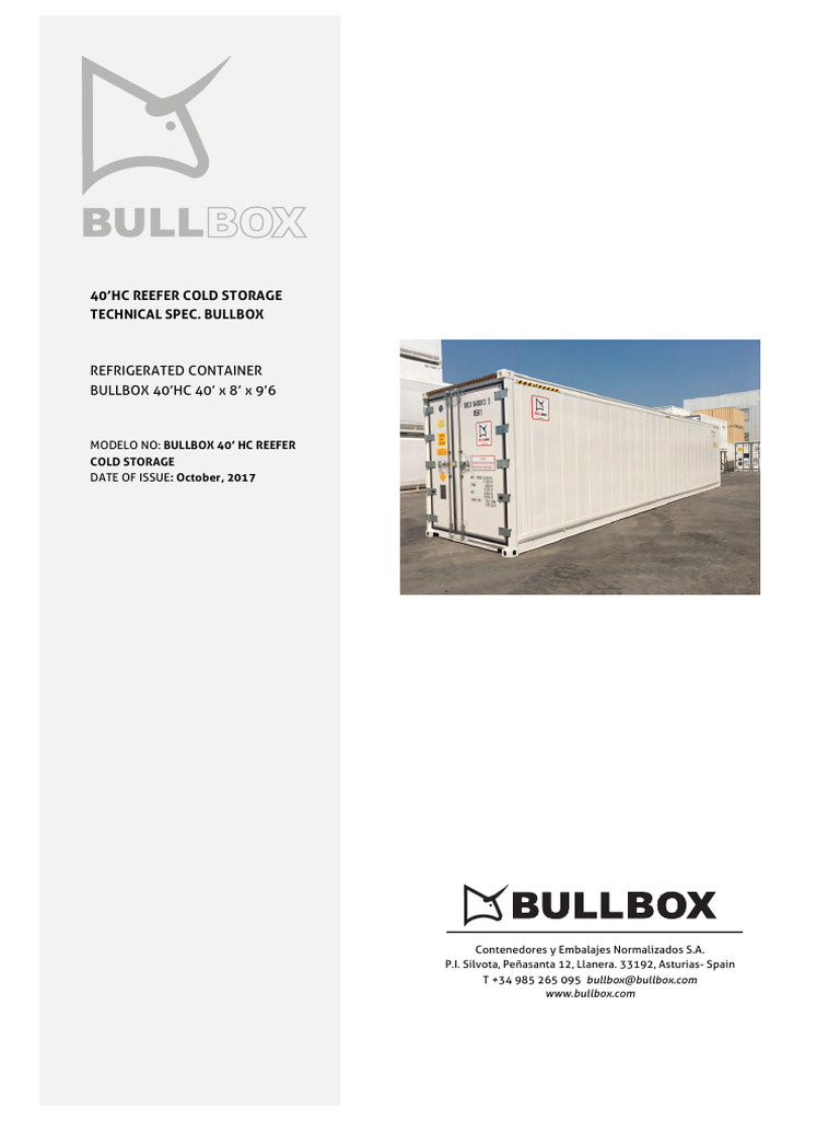 40' HC Reefer Technical Specifications | PDF | Door | Polyurethane