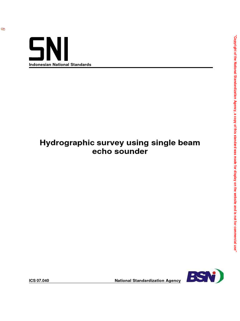 SNI 7646-2010 Hydrographic Survey Using Single Beam Echosounder | PDF ...