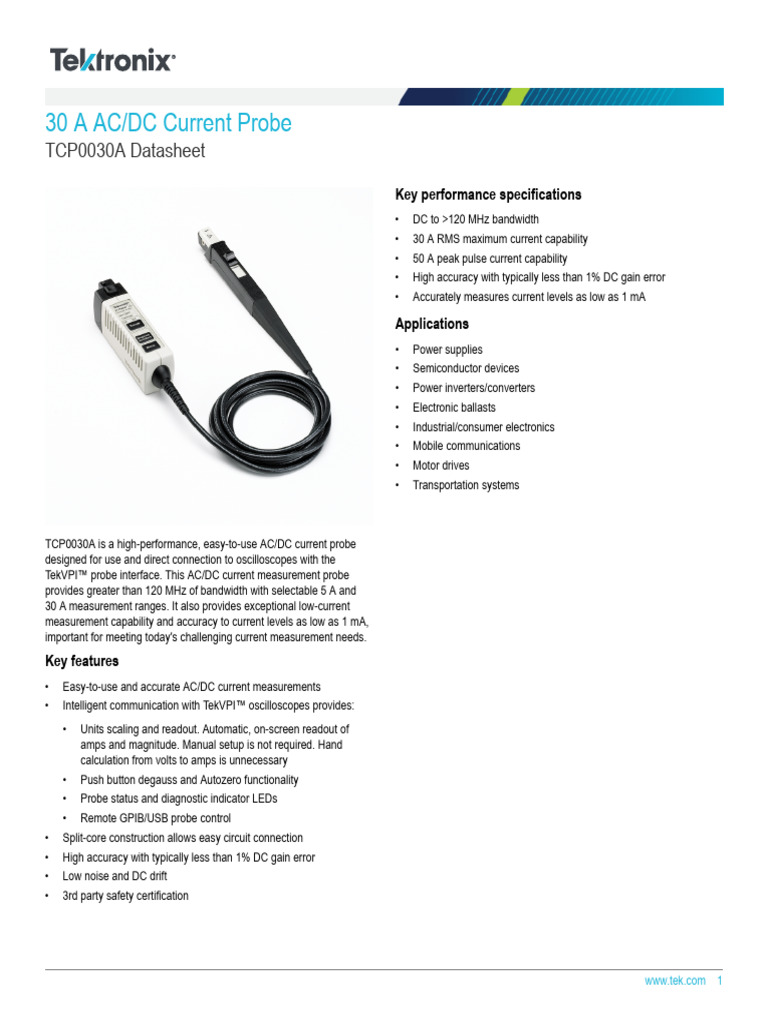 Sonda - TCP0030A Marca - Tektronix | PDF | Electrical Engineering | Manufactured Goods