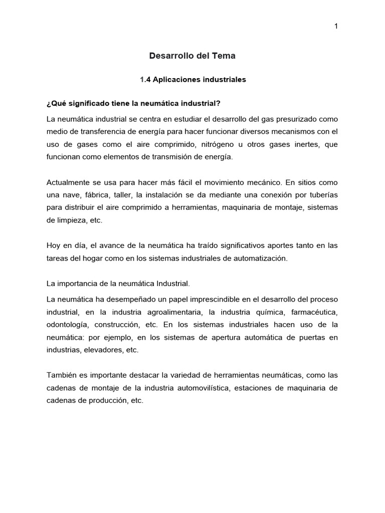 AutomatizaciÃ N Y Diseã o Industrial Tarea 1 4 | PDF | Neumática | Neumático