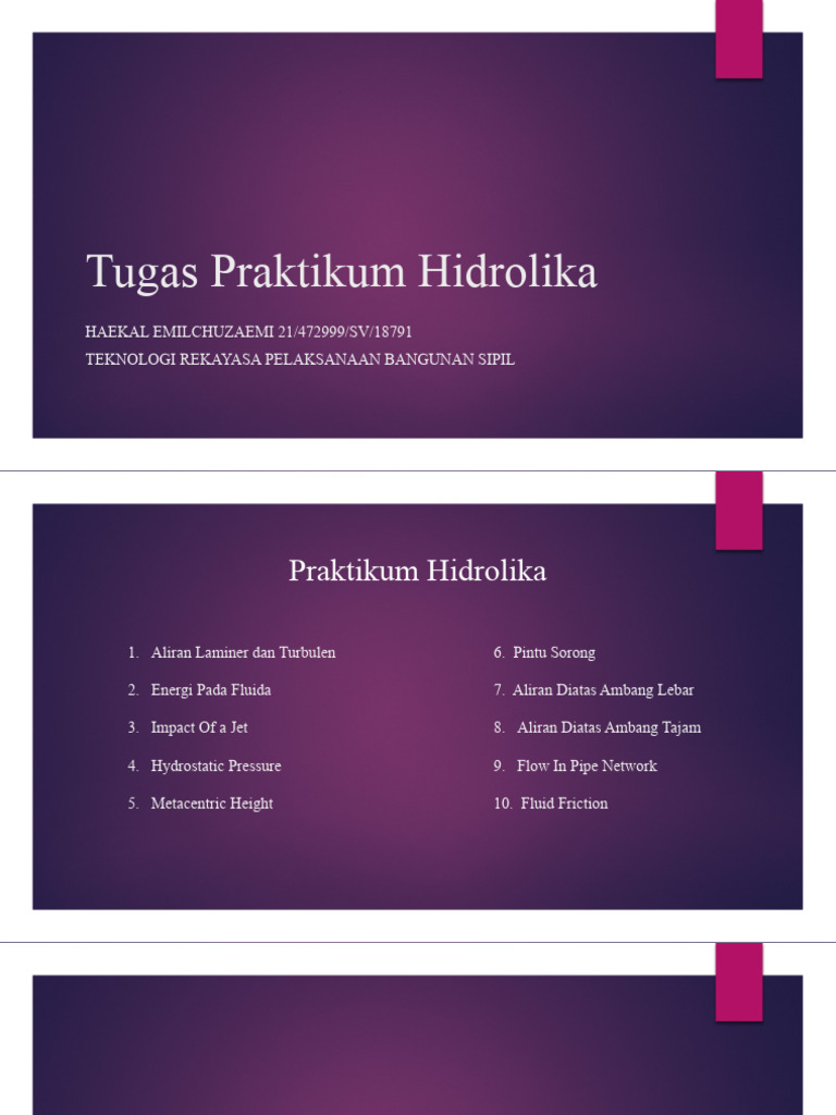 Tugas Praktikum Hidrolika PPT Laporan | PDF