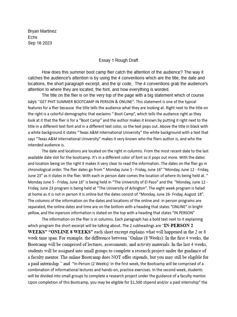 Essay 1 Rough Draft | PDF | Human Communication